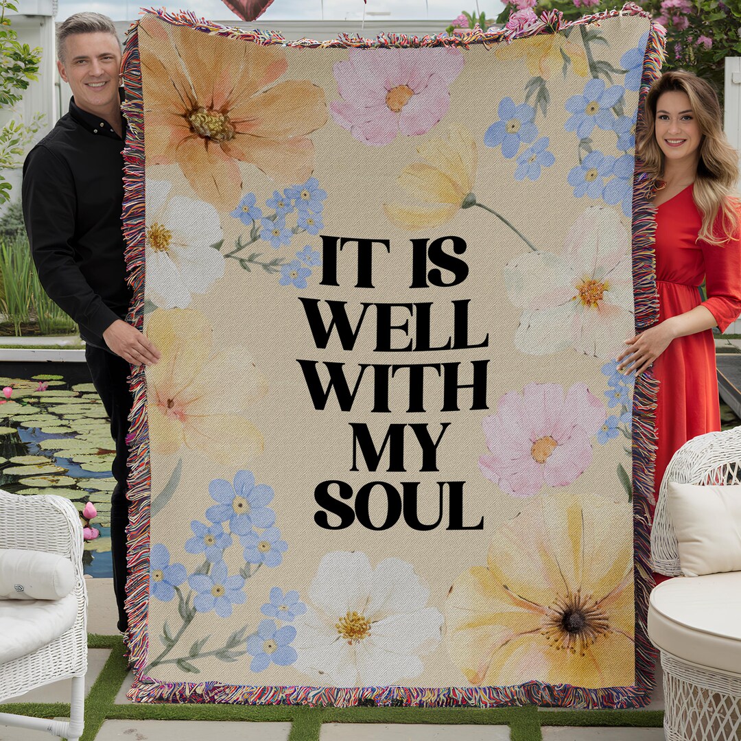 Christian Bible Verse Woven Blanket, Floral Scripture Prayer Blanket ...