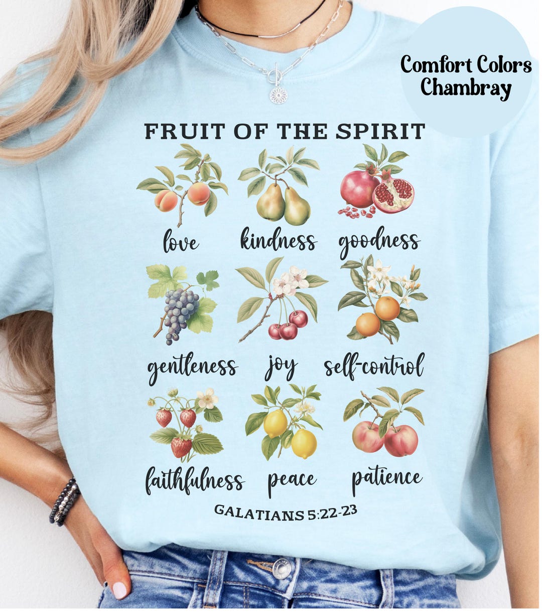 Christian Comfort Colors Bible Verse Shirt, Fruit of the Spirit ...