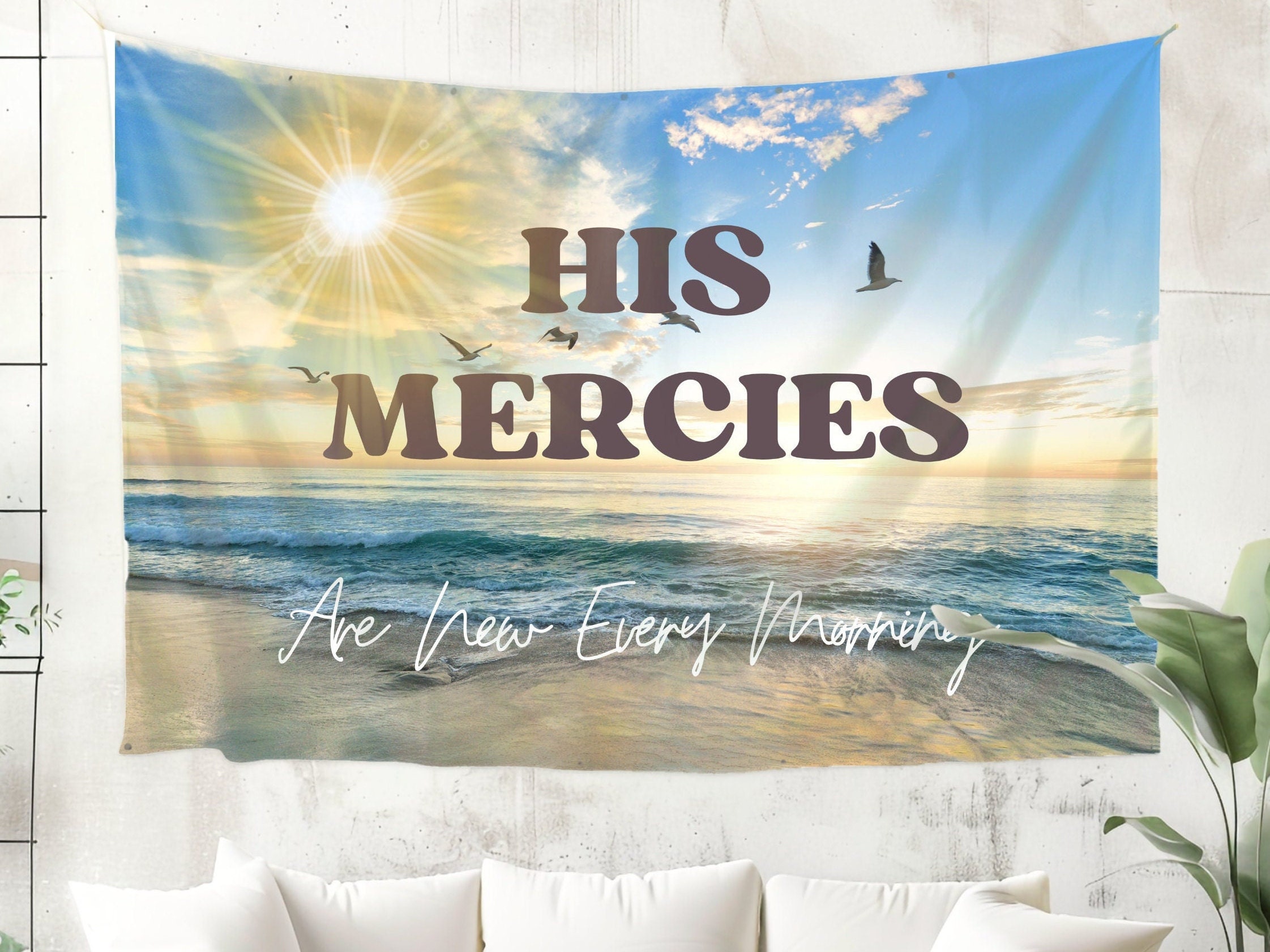 Christian Hanging Bible Verse Wall Art Tapestry His Mercies Are New ...