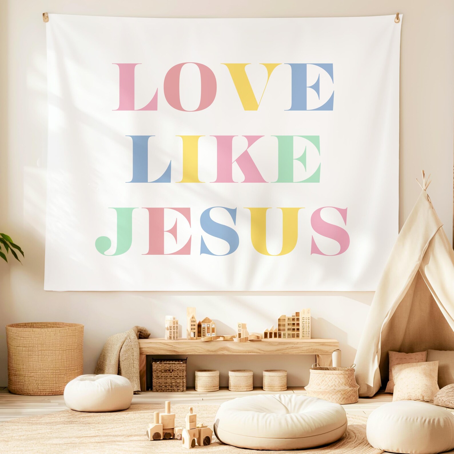 Christian Scripture Tapestry, Love Like Jesus, Girls Room Wall Art ...