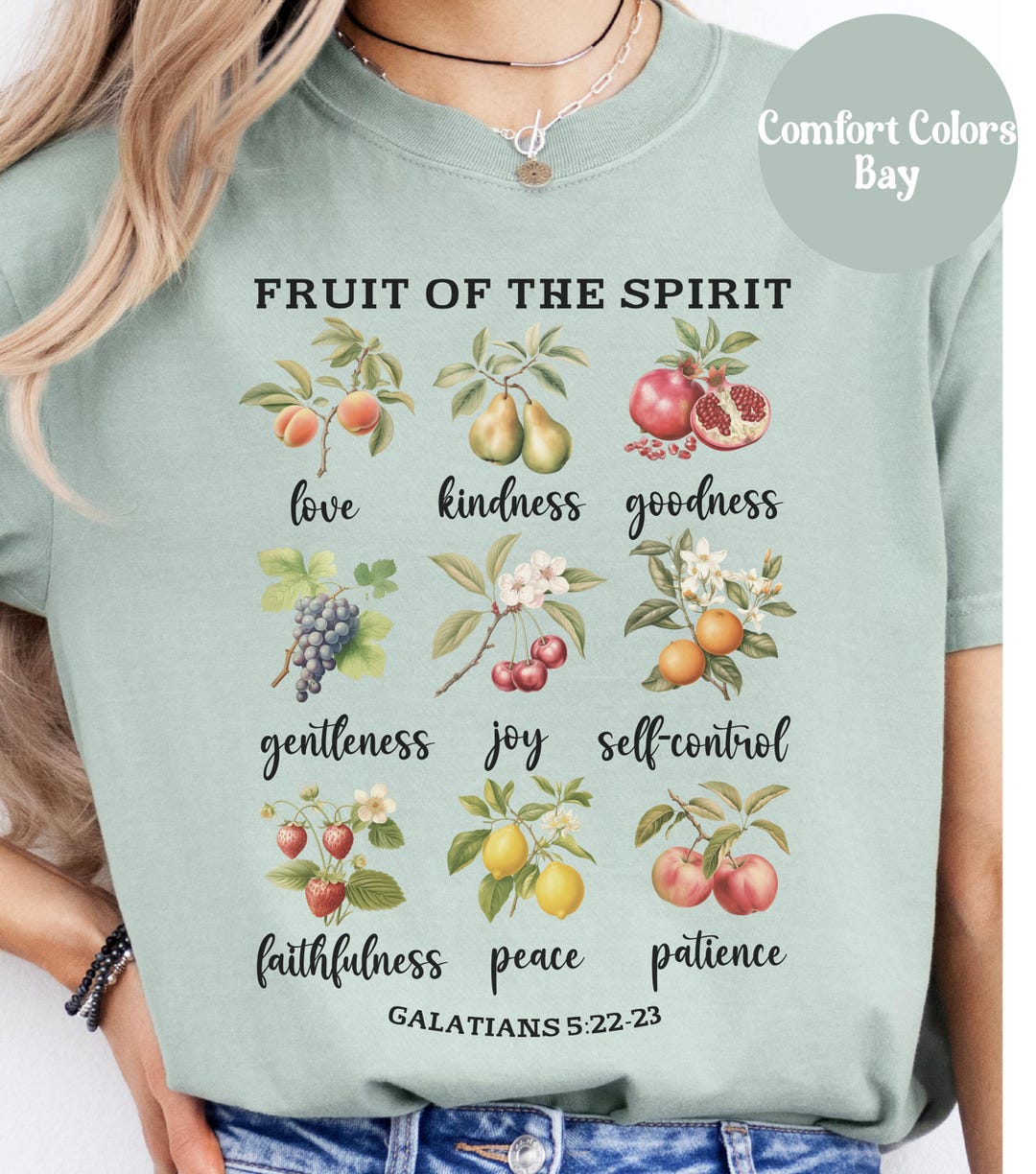 Christian Comfort Colors Bible Verse Shirt, Fruit of the Spirit ...