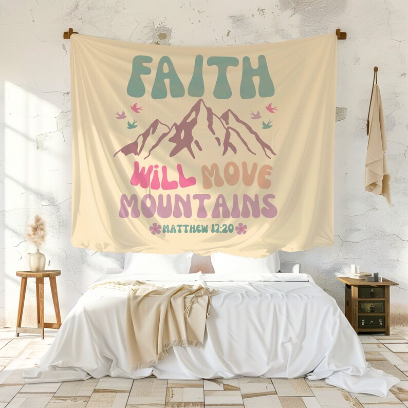 Christian Hanging Scripture Tapestry Retro Wall Art for Girls Bedroom ...