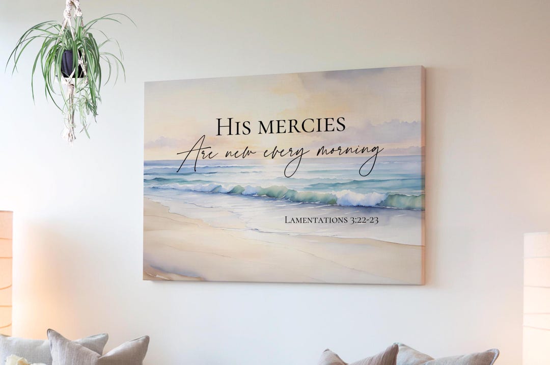 Christian Scripture Canvas Wrap Wall Art Lamentations 3 22-23 His ...