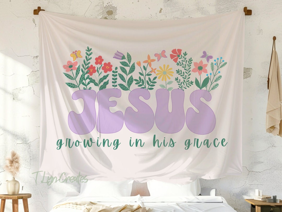 Christian Tapestry Wall Art Retro Scripture for Girls Bedroom, Jesus ...