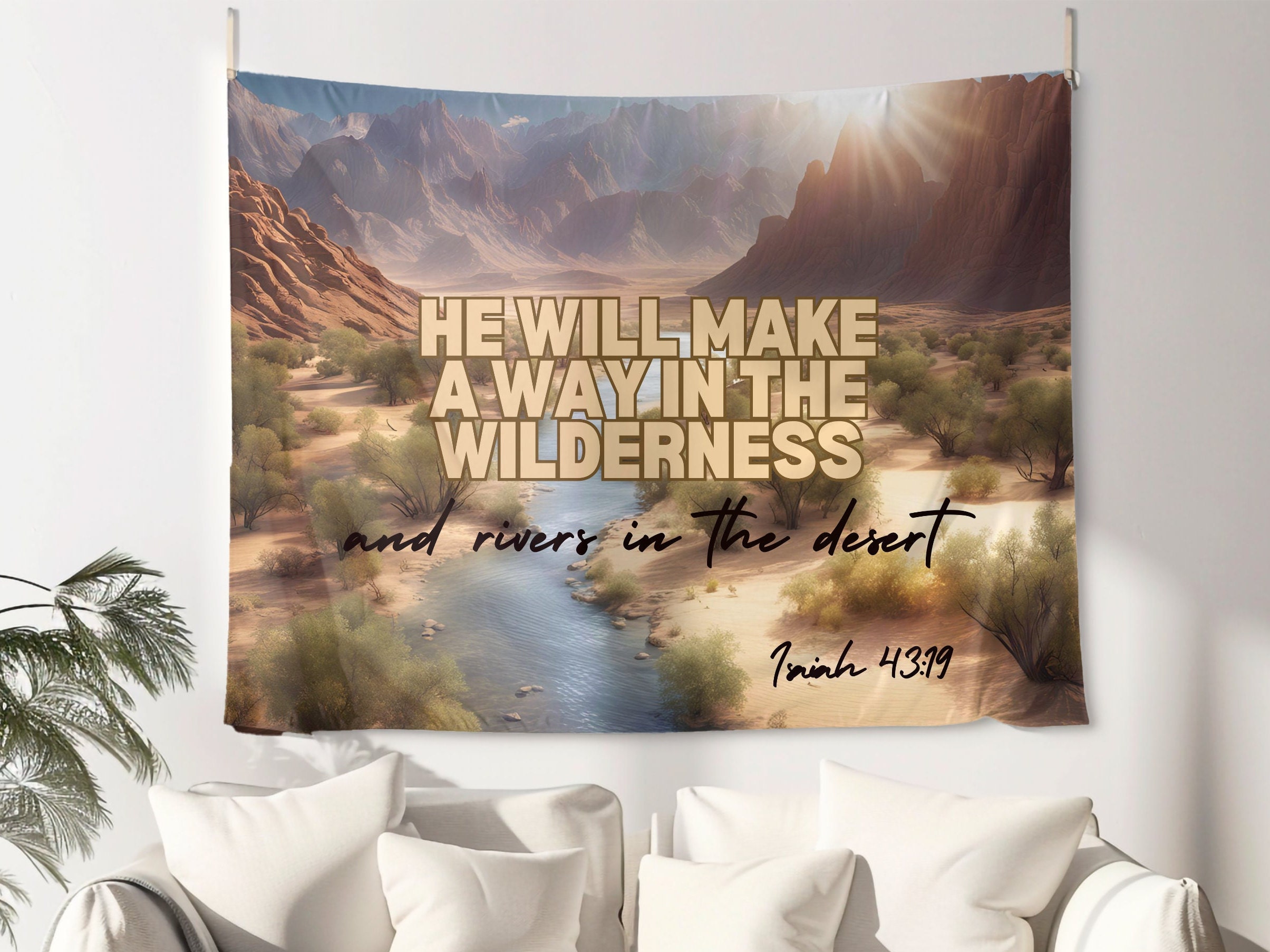 Christian Tapestry, Boho Scripture Wall Art Isaiah 43:19, Western ...