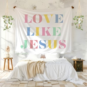 Christian Scripture Tapestry, Love Like Jesus, Girls Room Wall Art ...