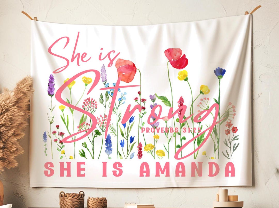 Personalized Name Christian Tapestry Girls Bedroom Decor, Custom ...
