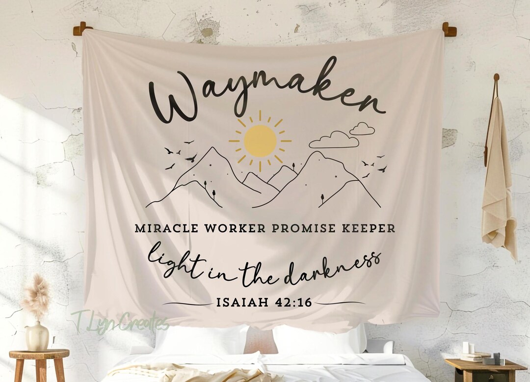 Christian Hanging Scripture Tapestry, Way Maker Isaiah 42:16 Living ...