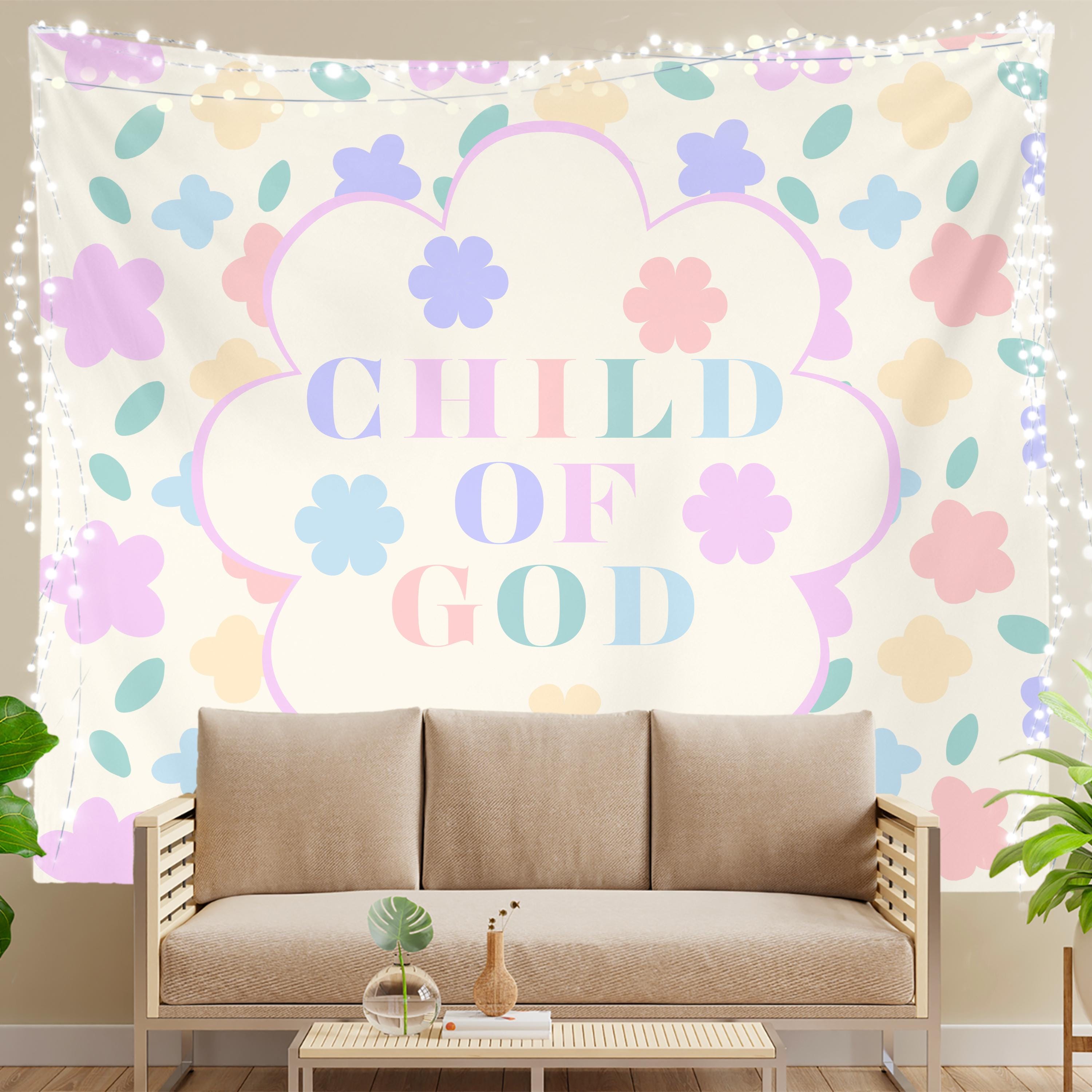 Christian Wall Tapestry, Boho Bible Art, Child of God, Girls Room, Kids ...