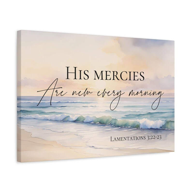 Christian Scripture Canvas Wrap Wall Art Lamentations 3 22-23 His ...