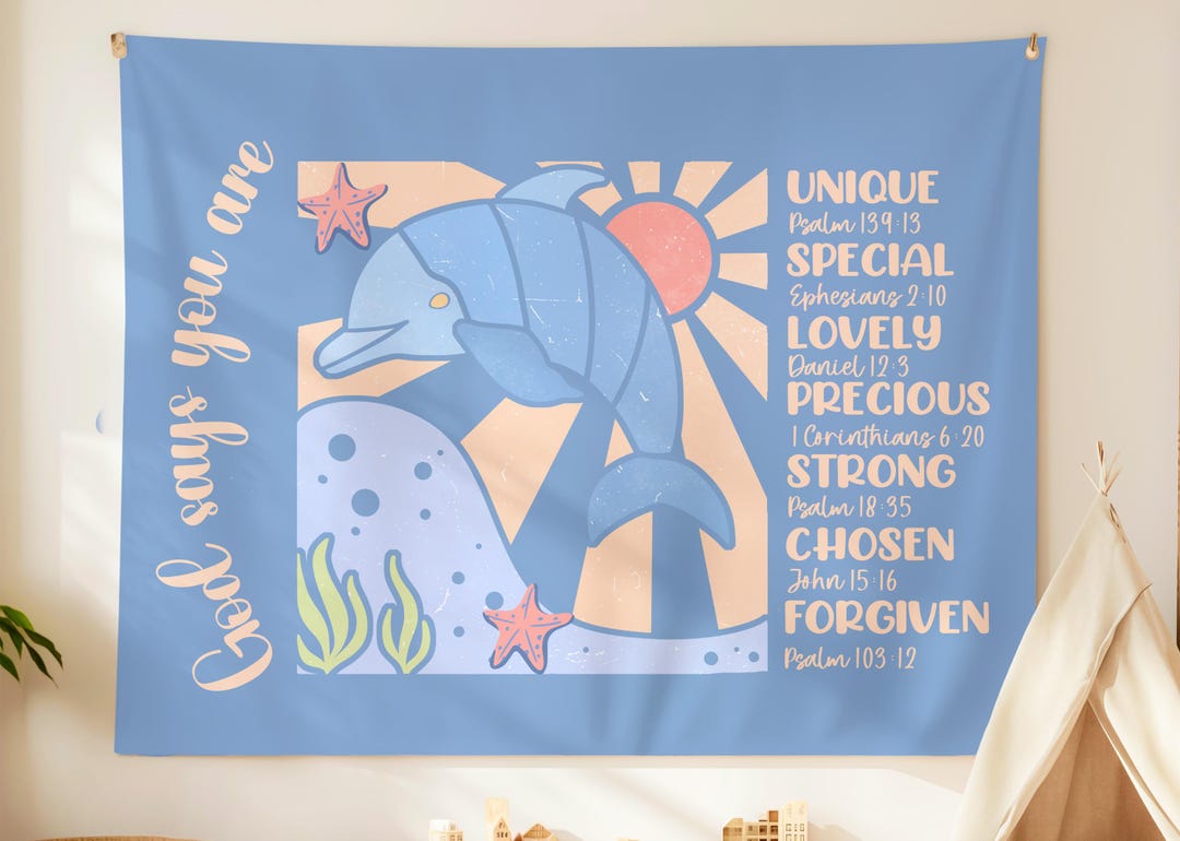 Christian Inspirational Tapestry, Boho Wall Art, God Says I Am, Girls ...
