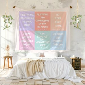 Christian Kids Scripture Tapestry, Bible Verse Bedroom Wall Art ...