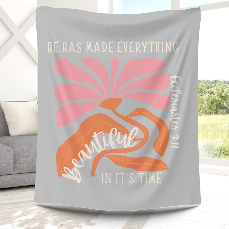 Christian Bible Verse Blanket, Ecclesiastes 3:11, Boho Jesus Blanket ...