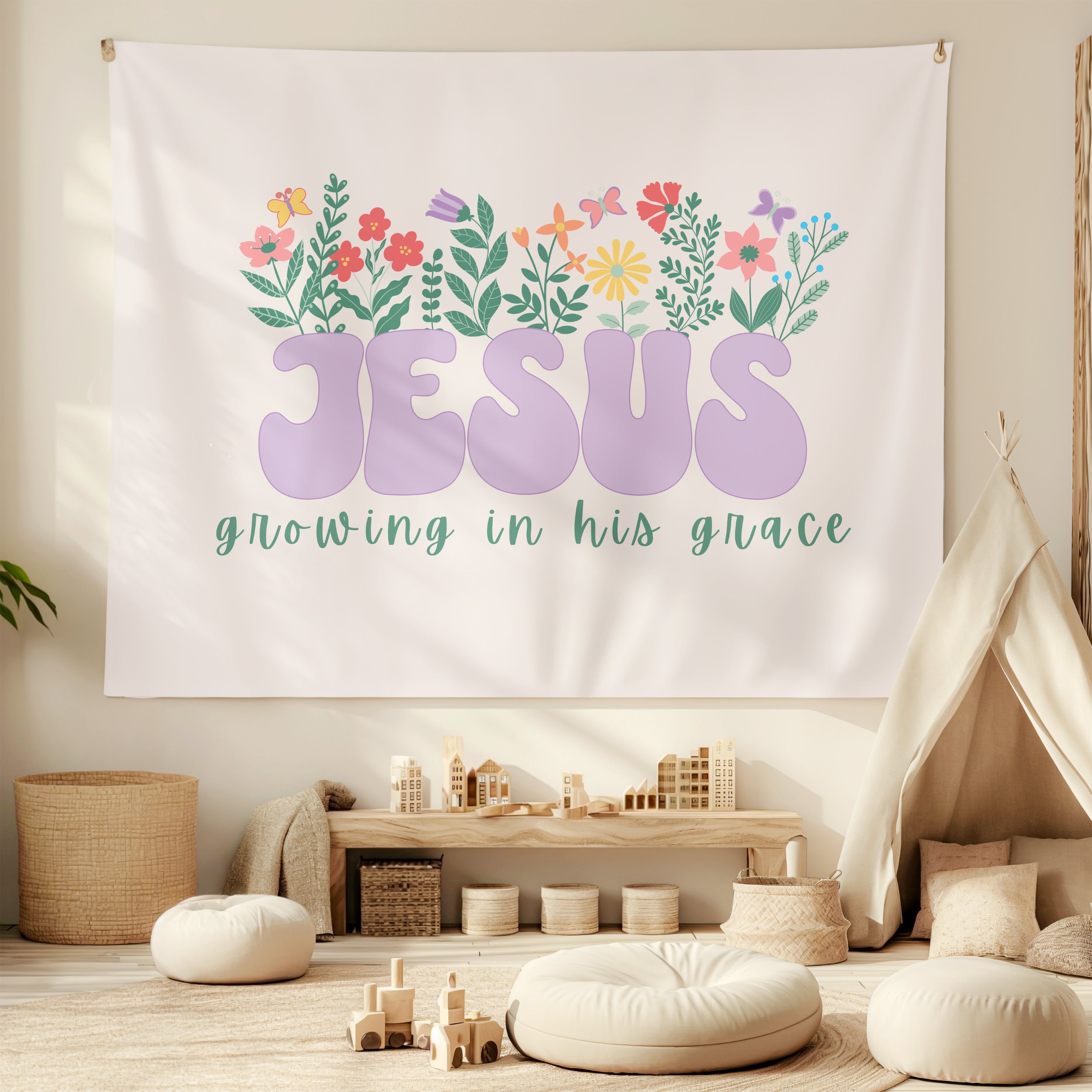 Christian Tapestry Wall Art Retro Scripture for Girls Bedroom, Jesus ...