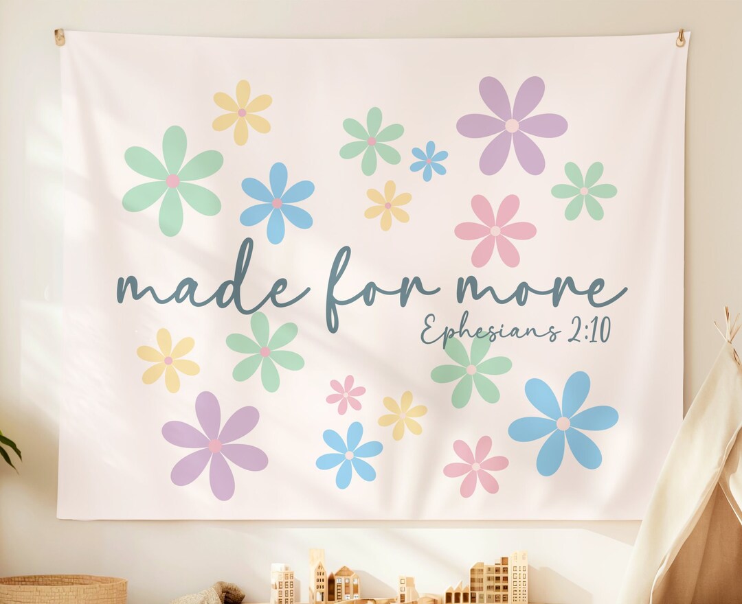 Christian Boho Hanging Tapestry, Bible Verse Wall Art, Made for More ...