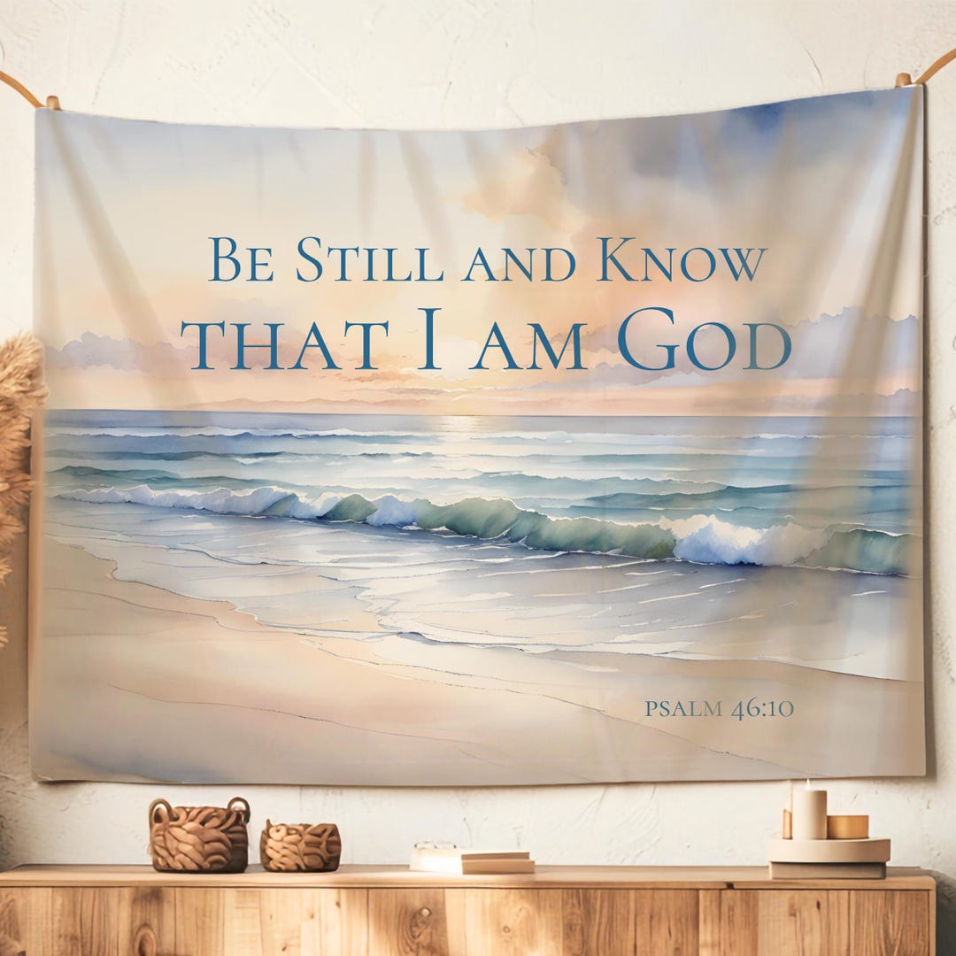 Christian Scripture Wall Tapestry Psalm 46:10 Beach Master Bedroom ...
