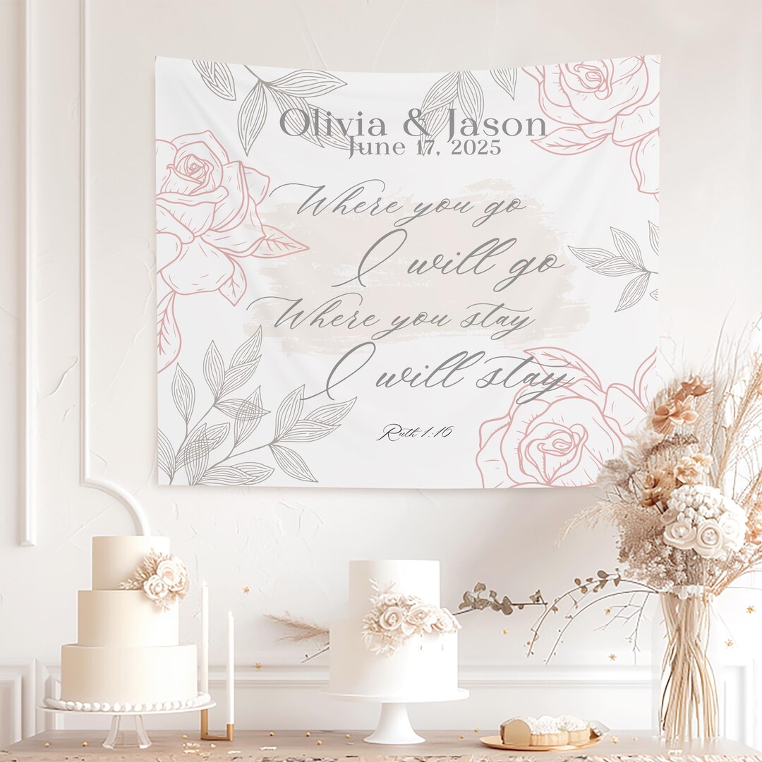 Personalized Wedding Display Backdrop, Custom Tapestry Christian ...