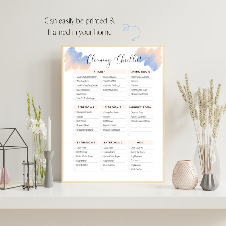 Fully Customizable Cleaning Checklist - Etsy