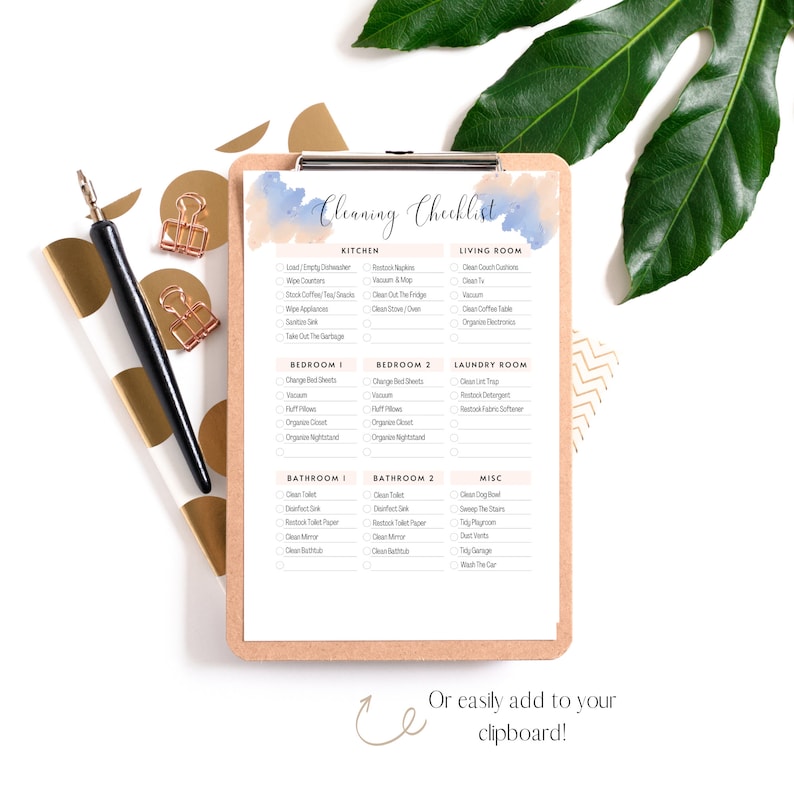 Fully Customizable Cleaning Checklist - Etsy