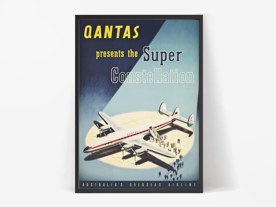 Retro Travel Poster: Vintage Qantas Super Constellation 1947 - Etsy