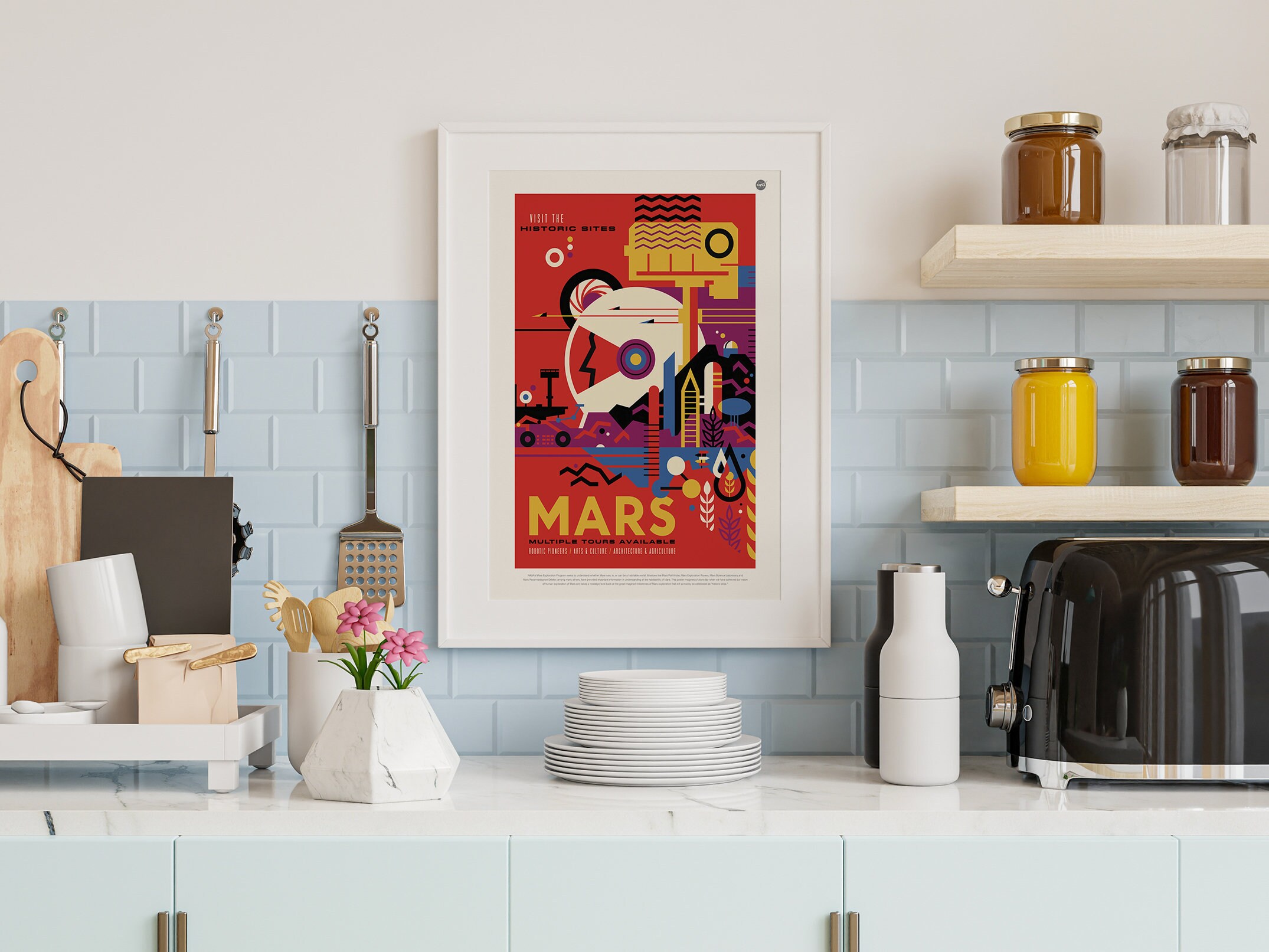 Space Poster NASA Mars Retro Space Wall Art Poster Solar - Etsy