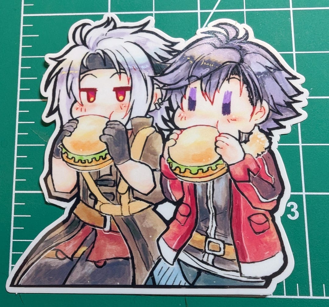 Crow and Rean Fish Burger Sticker - Etsy