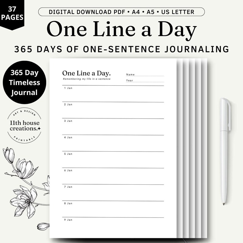 One Line a Day Diary - Etsy