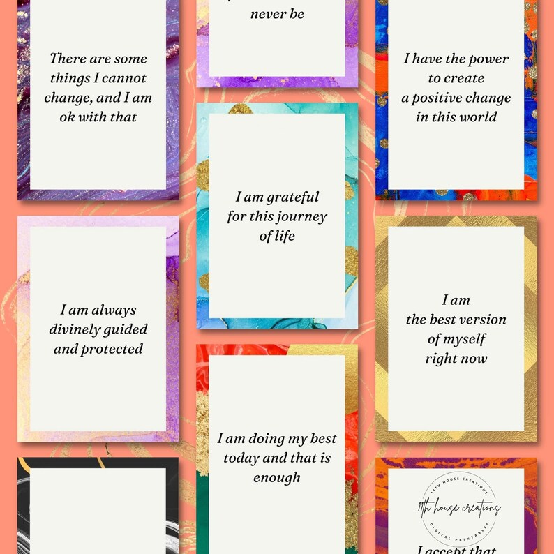 44 Colorful Positive Affirmation Cards Digital Download, Printable ...