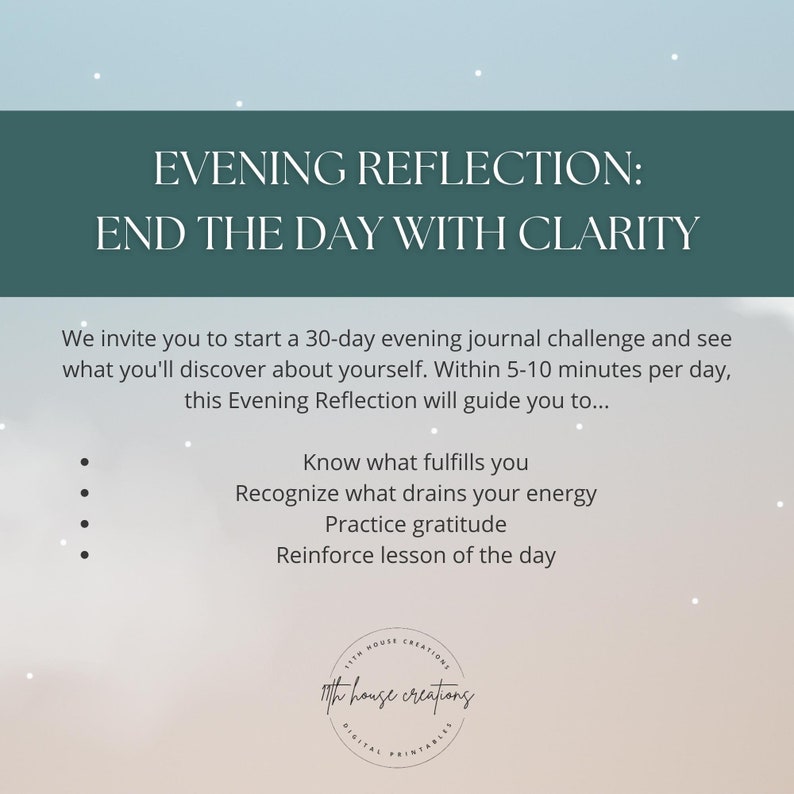 Evening Reflection Journal Printable 5 Minute Bedtime Journal - Etsy