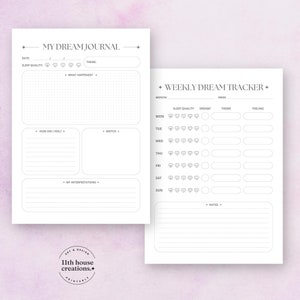 Dream Journal Digital Download, Printable Dream Tracker, Lucid Dream ...