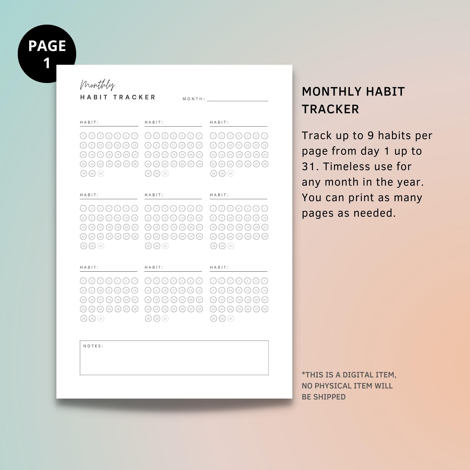 Habit Tracker Printable, Monthly, Weekly Habit Tracker, Goal Tracker ...