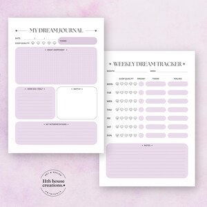 Dream Journal Digital Download, Printable Dream Tracker, Lucid Dream ...