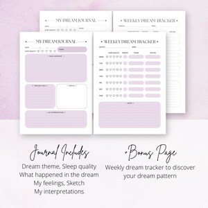 Dream Journal Digital Download, Printable Dream Tracker, Lucid Dream ...