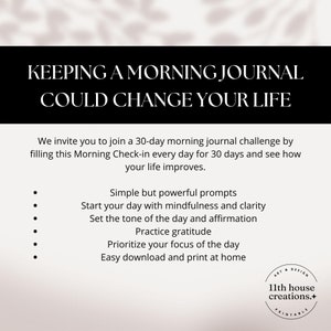 Morning Check-in Journal, 5 Minute Journal Template, Daily Reflections ...