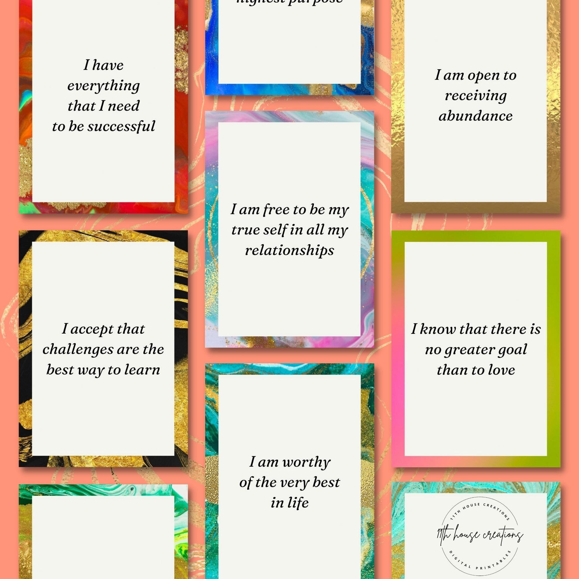 44 Colorful Positive Affirmation Cards Digital Download, Printable ...
