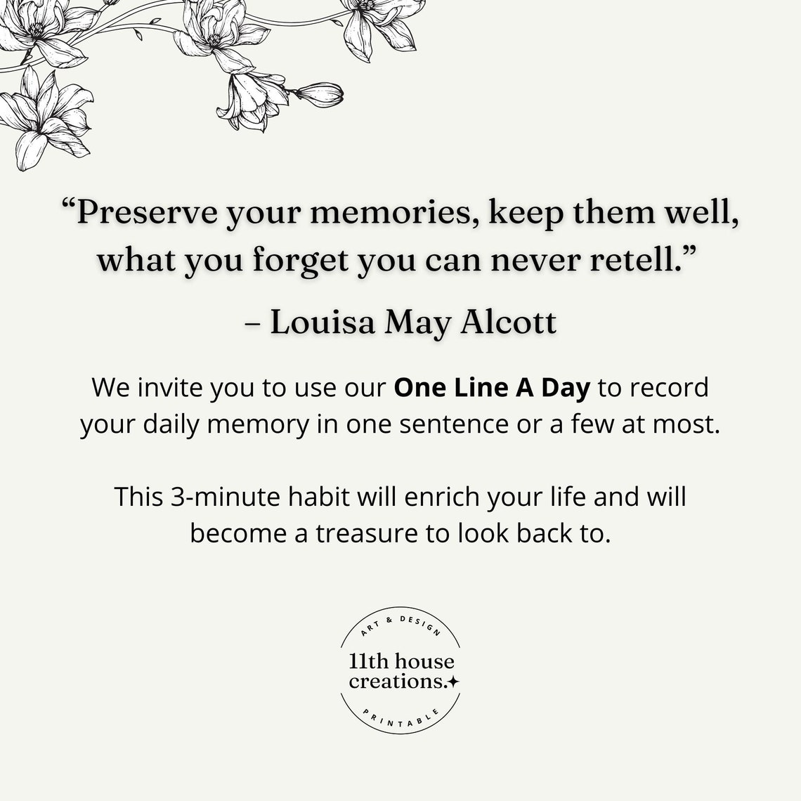 One Line A Day Journal, 365 Days One Sentence Journal Digital Download ...