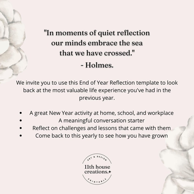 End of Year Reflection, Yearly Review Digital Download, Annual Review ...