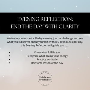 Evening Reflection Journal, Printable 5 Minute Bedtime Journal Prompts ...