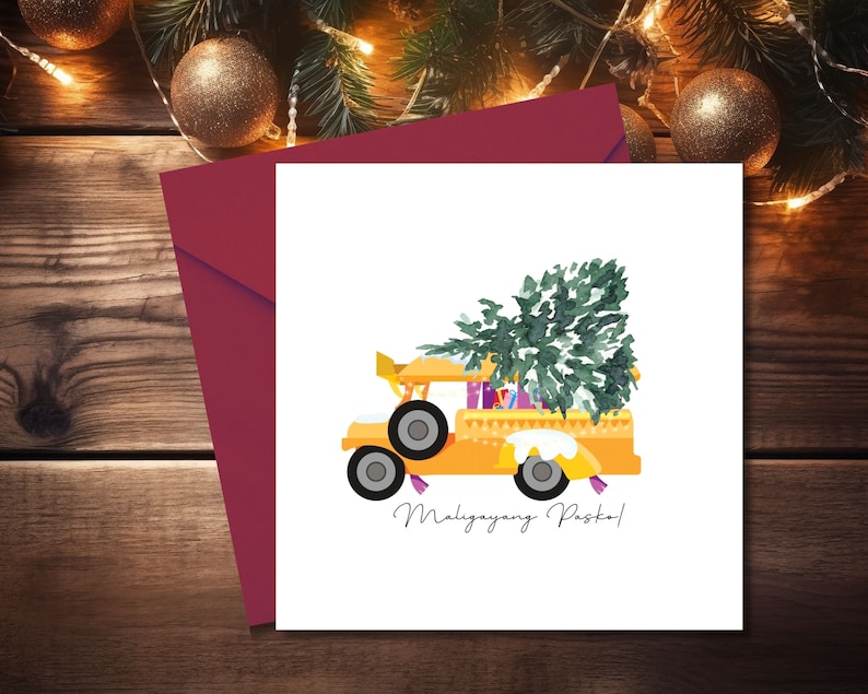 Filipino Christmas Card (jeepney), Maligayang Pasko Instant Digital ...
