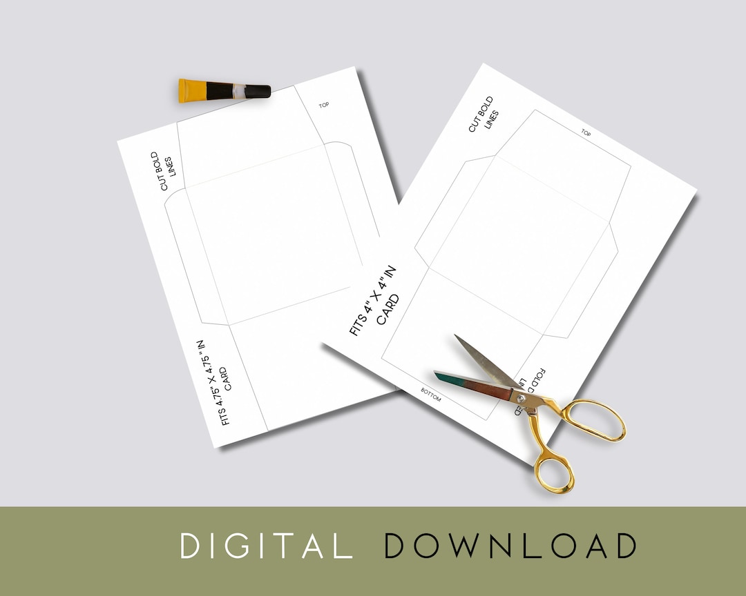 Square Envelope Template | 2 Set of Printable Envelope | 4.75" X 4.75 ...