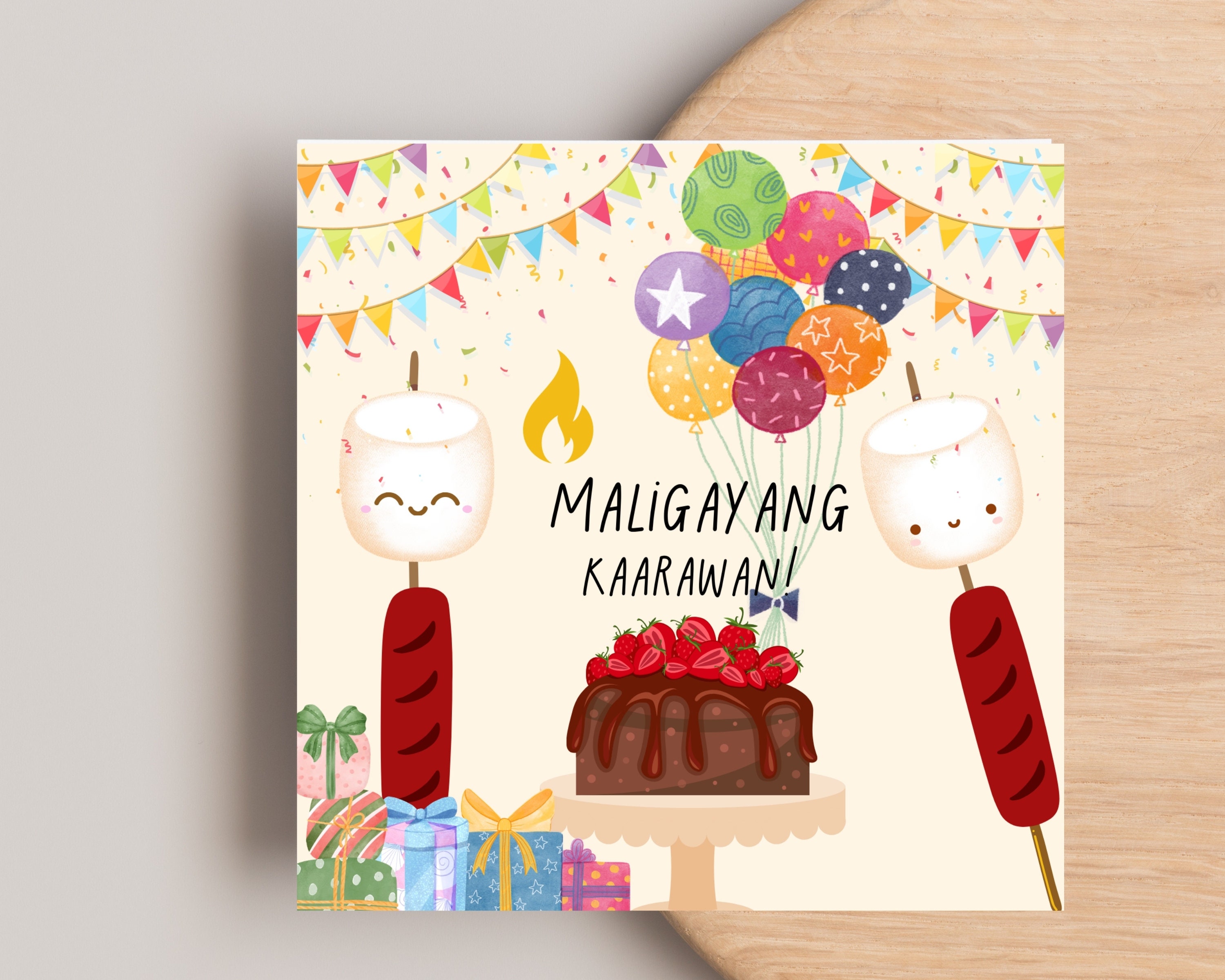 Maligayang Kaarawan (happy Birthday) Filipino Card, Marshmallow Hotdog ...