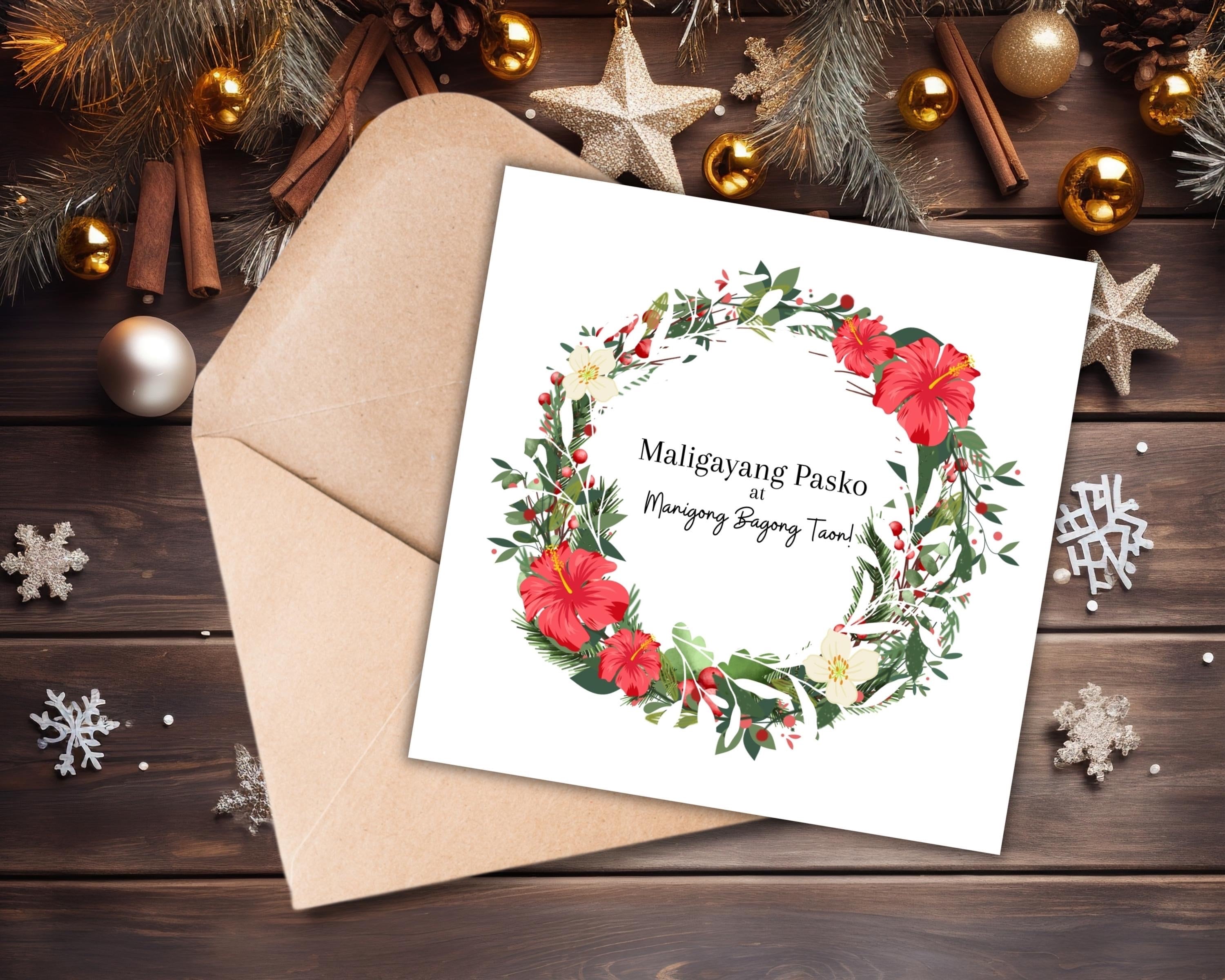 Filipino Christmas Card (wreath), Digital Download Christmas Cards ...