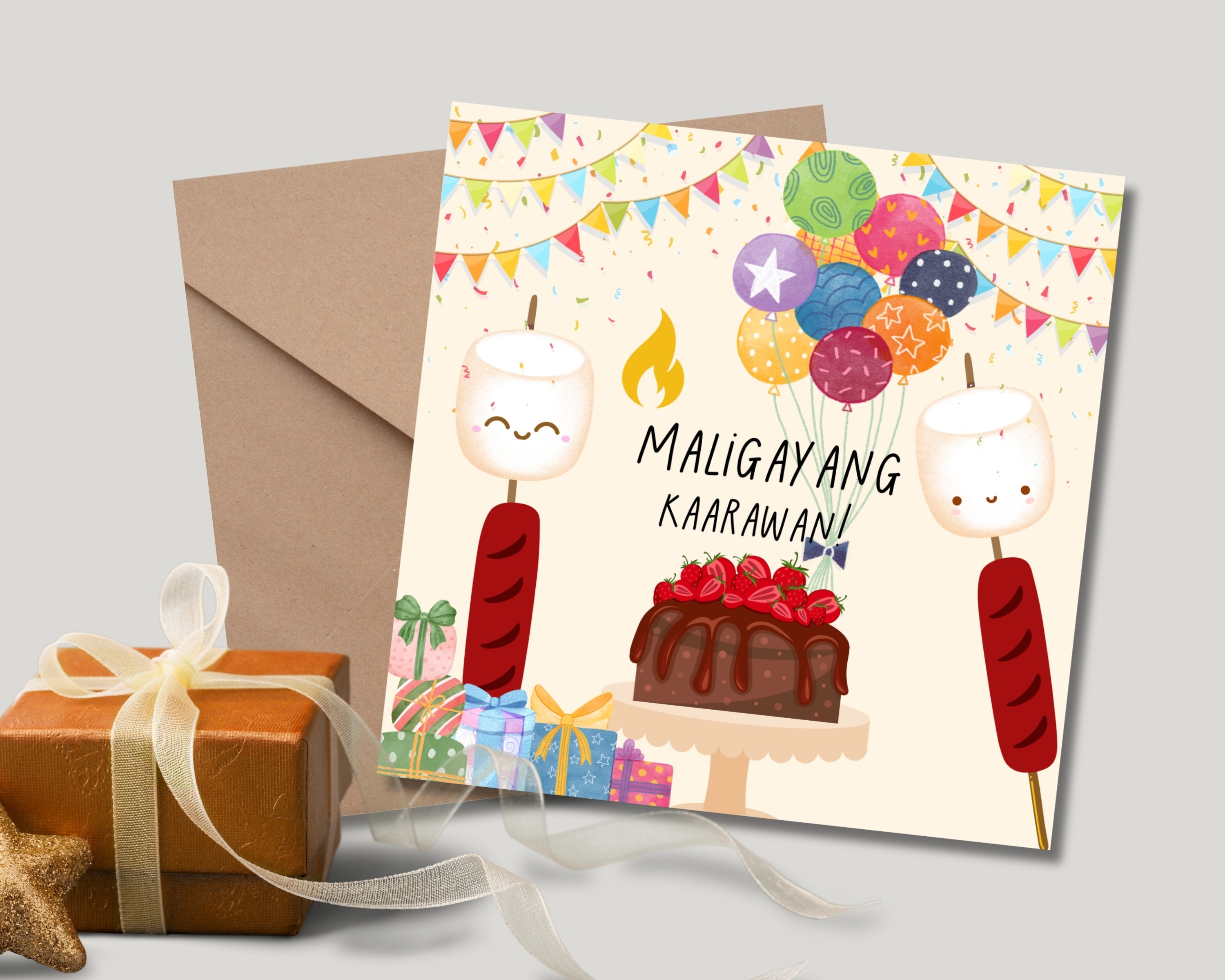 Maligayang Kaarawan (happy Birthday) Filipino Card, Marshmallow Hotdog ...