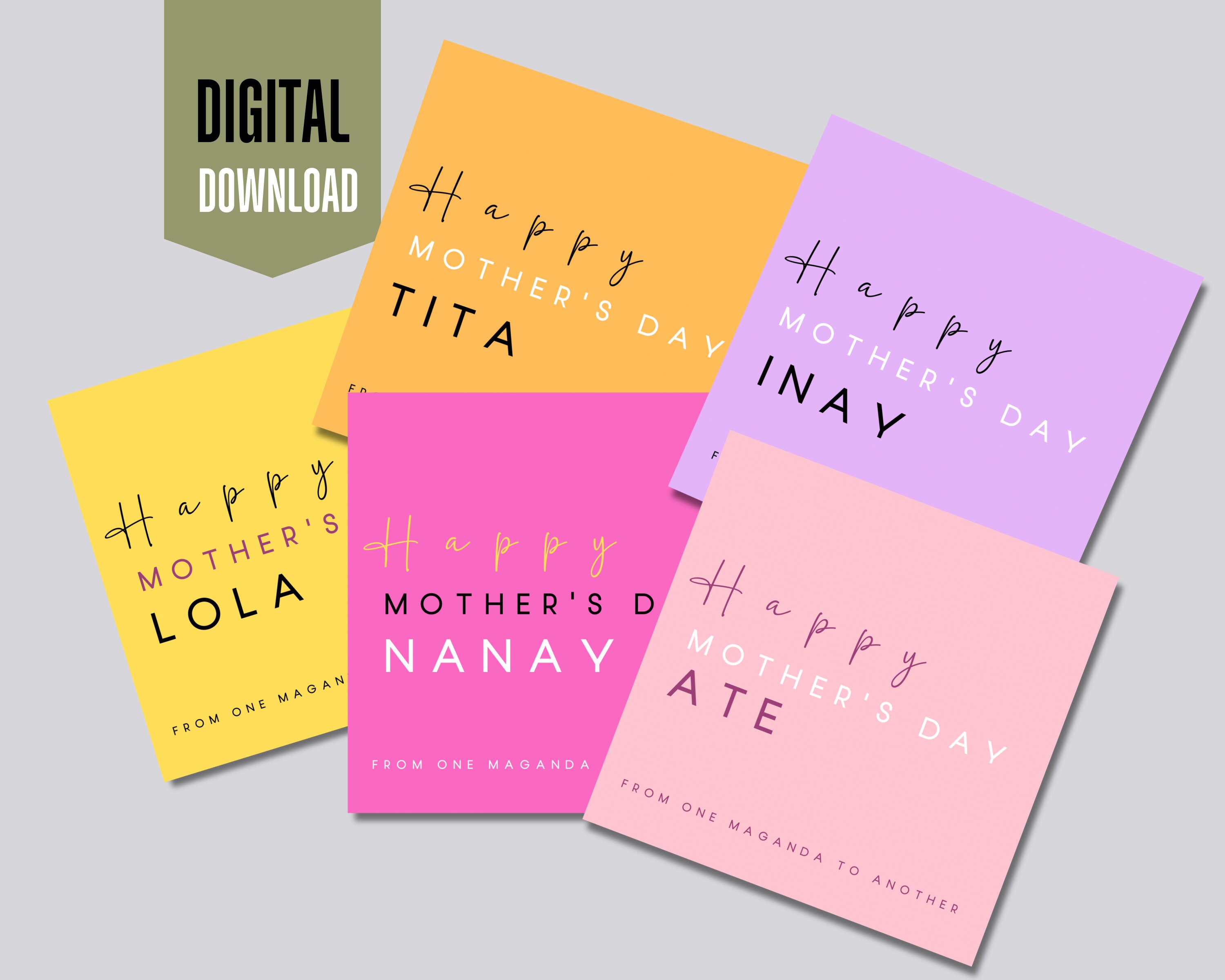 5 Filipino Mother's Day Card Printable, Tagalog Mother's Day Card Set ...