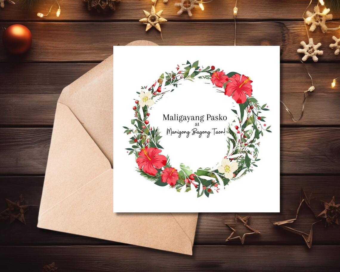Filipino Christmas Card (wreath), Digital Download Christmas Cards ...