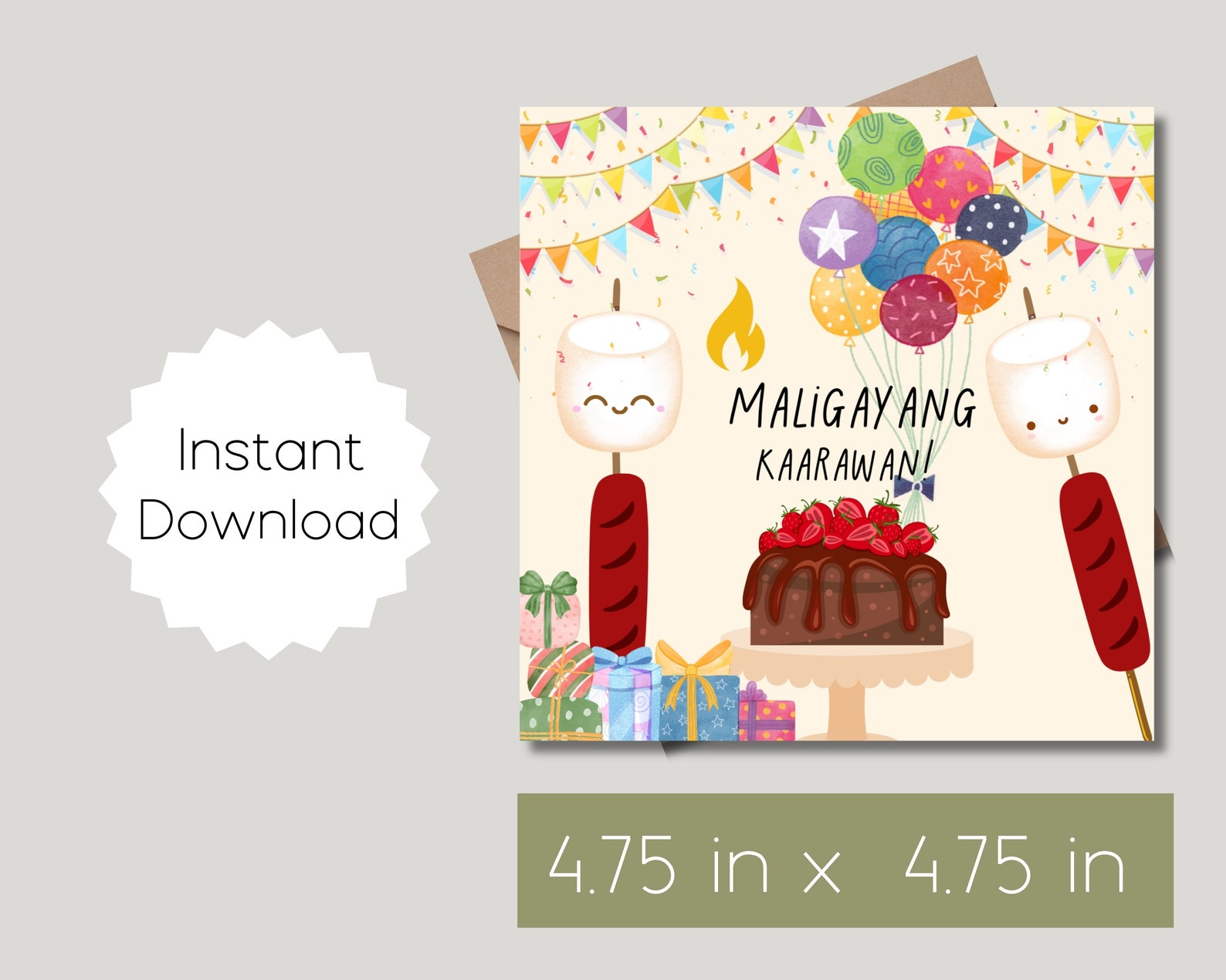 Maligayang Kaarawan (happy Birthday) Filipino Card, Marshmallow Hotdog ...