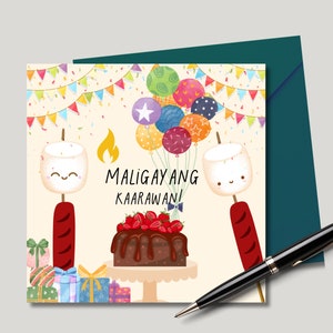 Maligayang Kaarawan (happy Birthday) Filipino Card, Marshmallow Hotdog ...