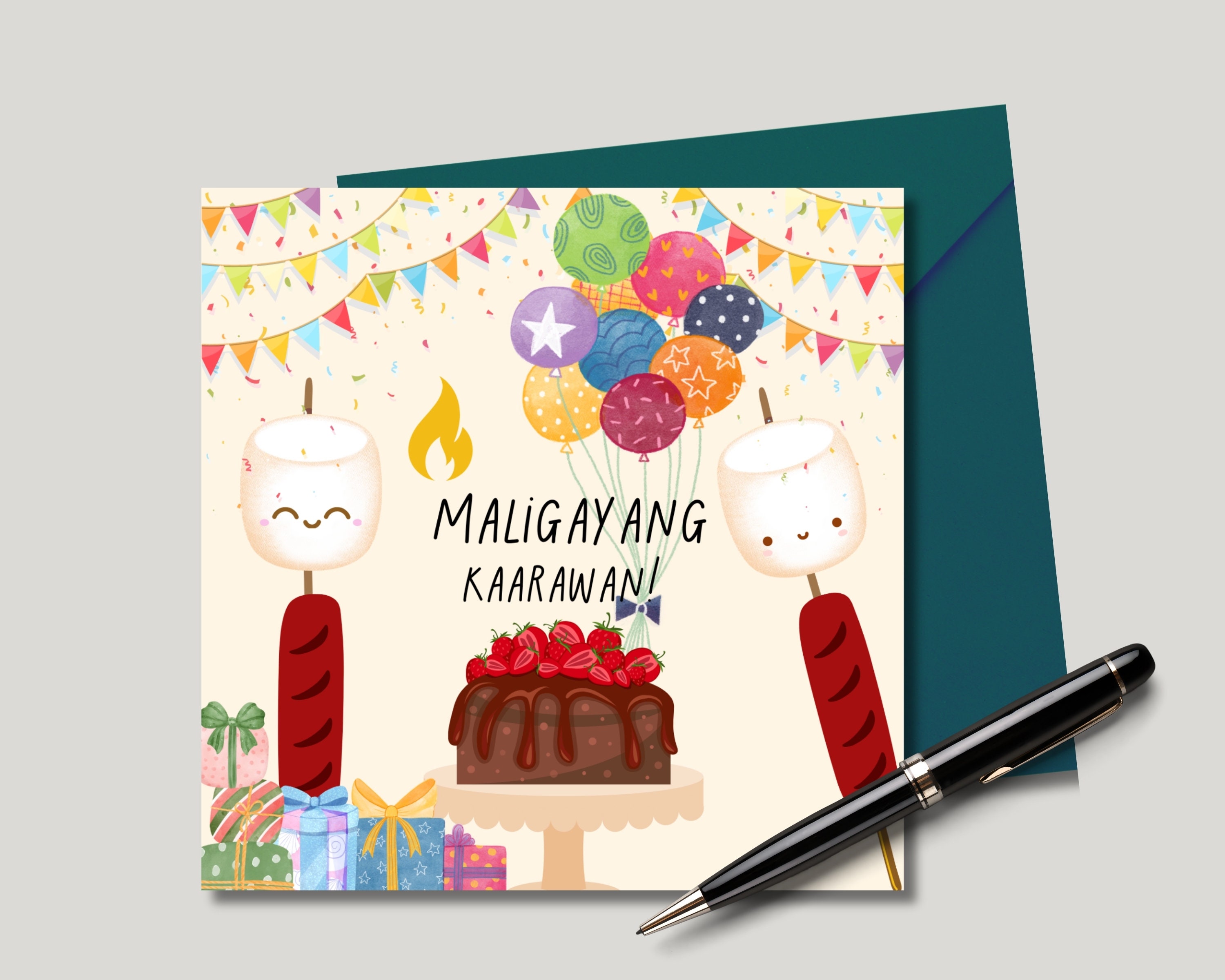 Maligayang Kaarawan (happy Birthday) Filipino Card, Marshmallow Hotdog ...