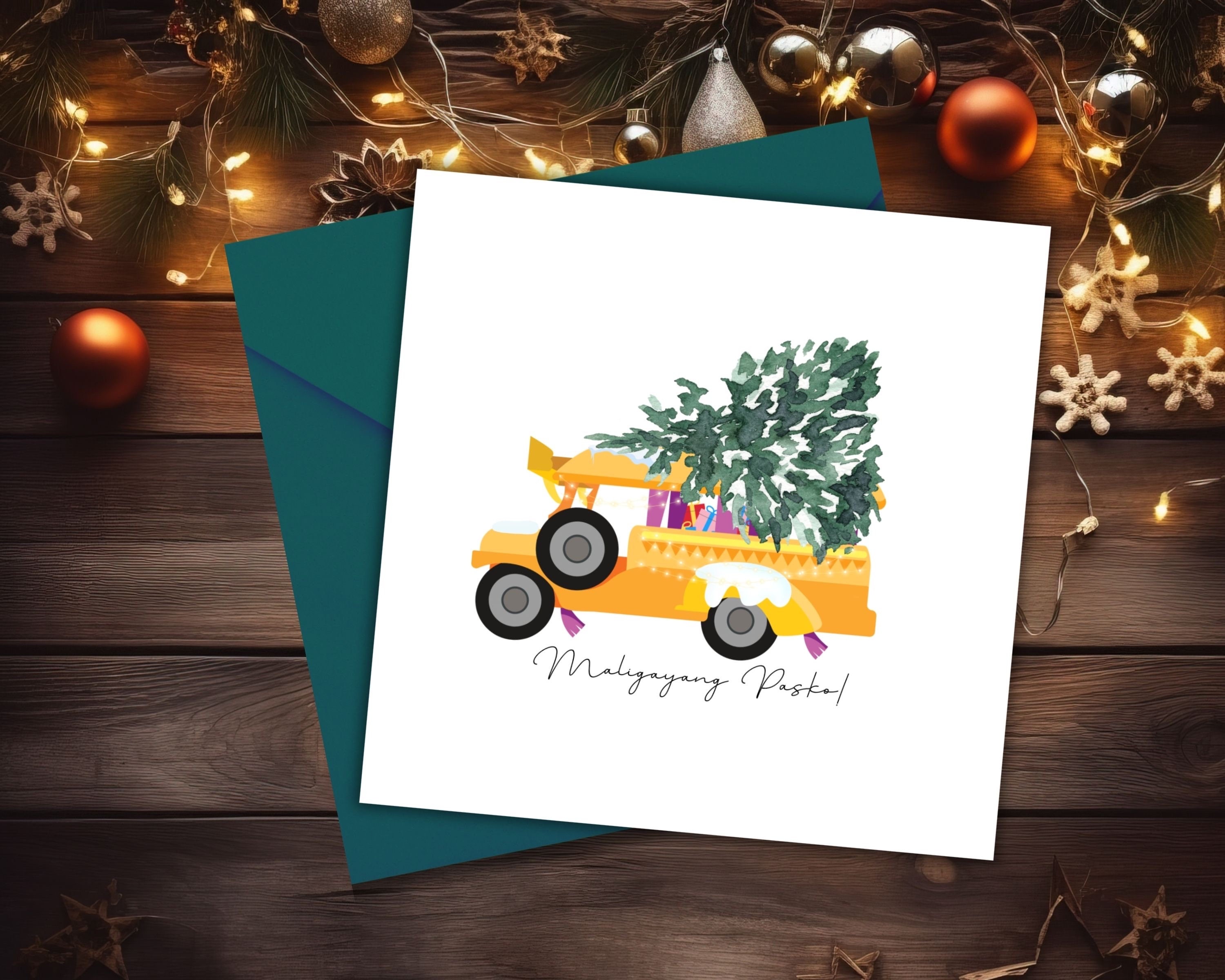 Filipino Christmas Card (jeepney), Maligayang Pasko Instant Digital ...