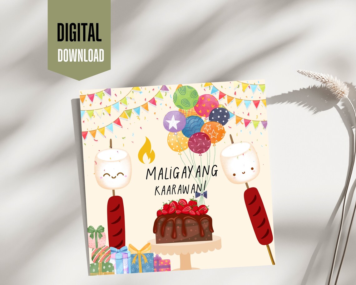 Maligayang Kaarawan (happy Birthday) Filipino Card, Marshmallow Hotdog ...